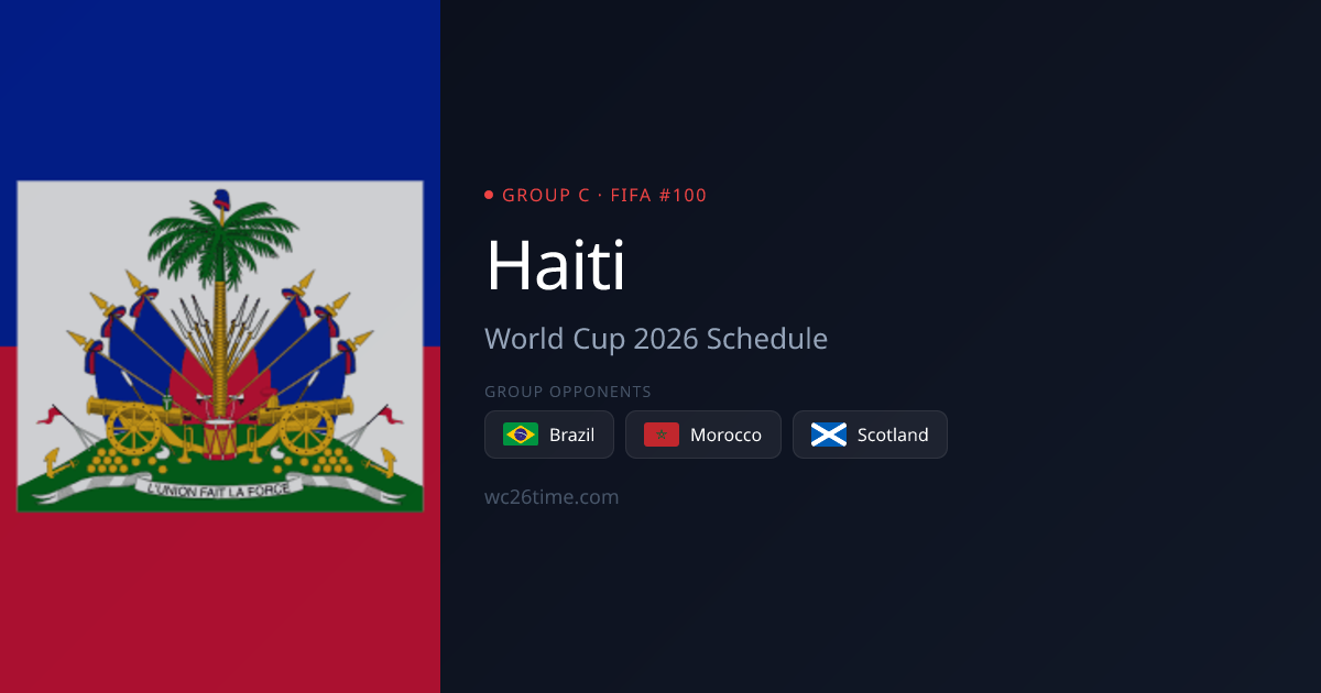 Haiti World Cup 2026 Schedule — Group C Fixtures — WC26 Time